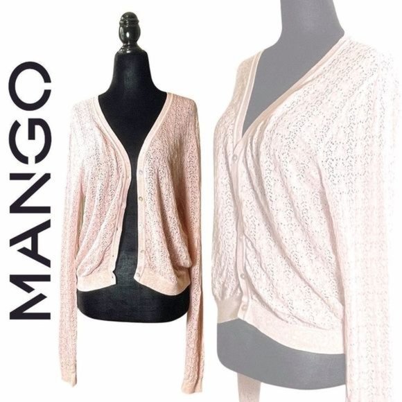 Mango | Sweaters | Mango Suit Blush Pink Glitter Sparkle Button Up ...